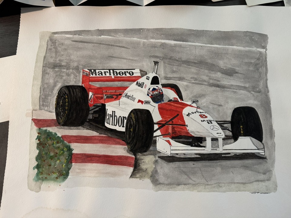 Lot of 17 Original Art Painting Formula 1 One Race Car Indy Posters ...