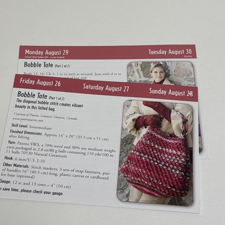 Bobble Tote Crochet Pattern Cards Pages | eBay