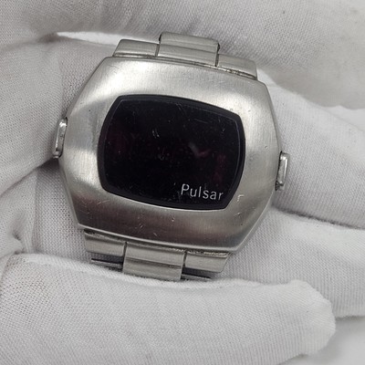 Vintage Pulsar Time Computer Inc Mens Wrist Watch Red LED Stainless ...