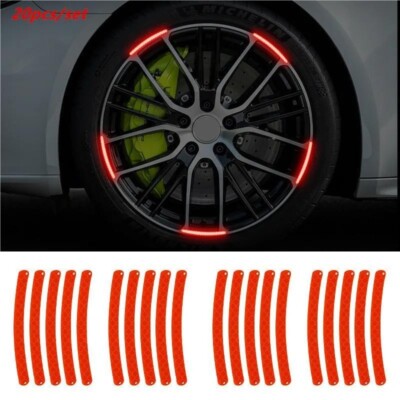 20PCS Red Car Wheel Decorative Reflective Stickers Night Safety Warning ...