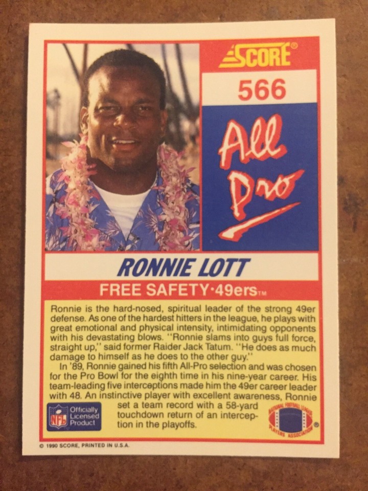 Ronnie Loft 556 All Pro Score 1990 NFL Football Trading Card | eBay