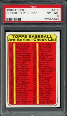 1969 Topps #214 Checklist 219-327 PSA 8 NM-MT LOOK! SL | eBay