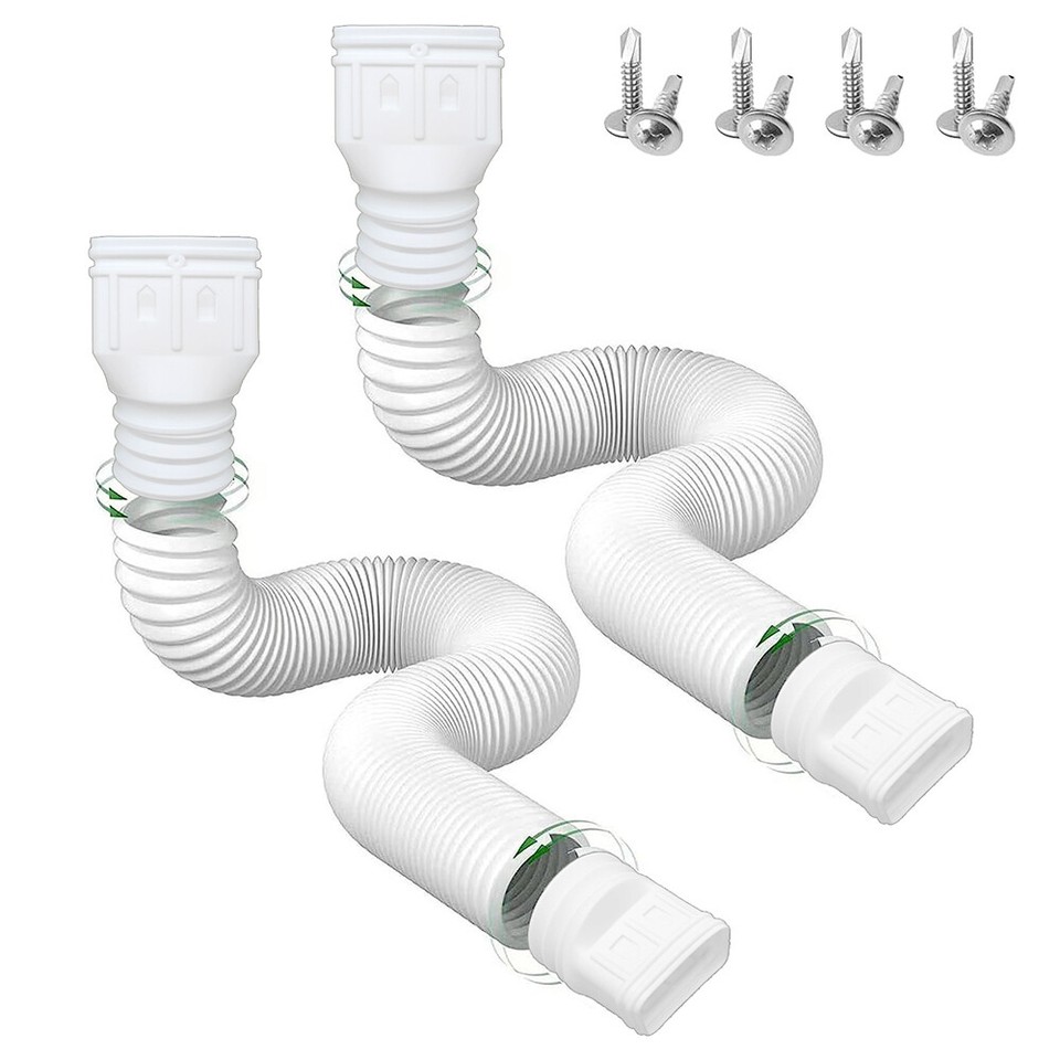 2Pack 21-60″ Expandable Flex Drain Downspout Extension Rain Pipe Spout ...