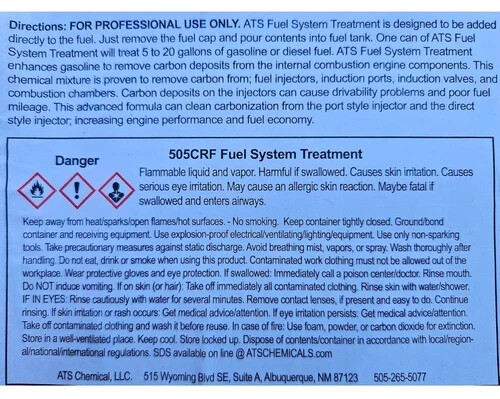 ATS Chemical 505 CRF Pour-in Fuel Injector Cleaner for Gasoline and ...