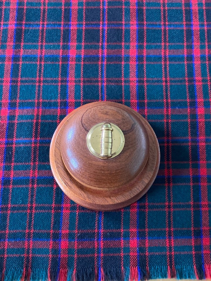 A Stunning & Unique Handmade Treen mini Curling Stone 3” diameter on a ...