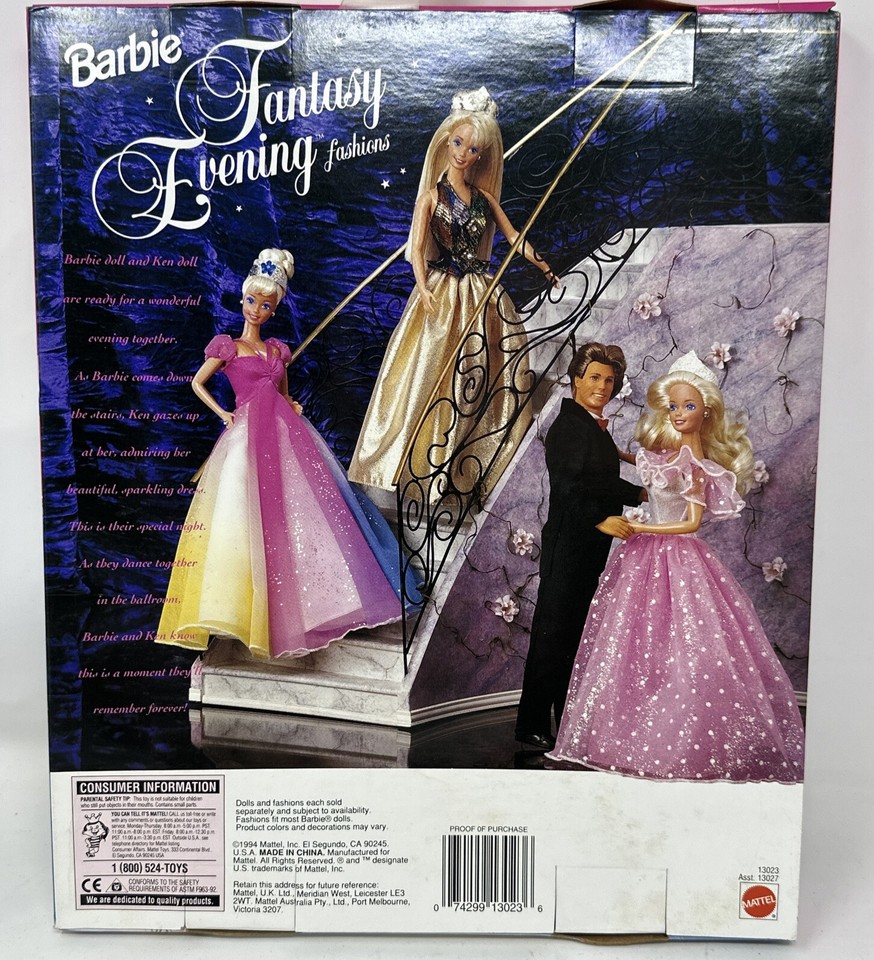 Barbie Fantasy Evening Fashions 1994 Mattel #13023 Gold Gown Lame Vest ...