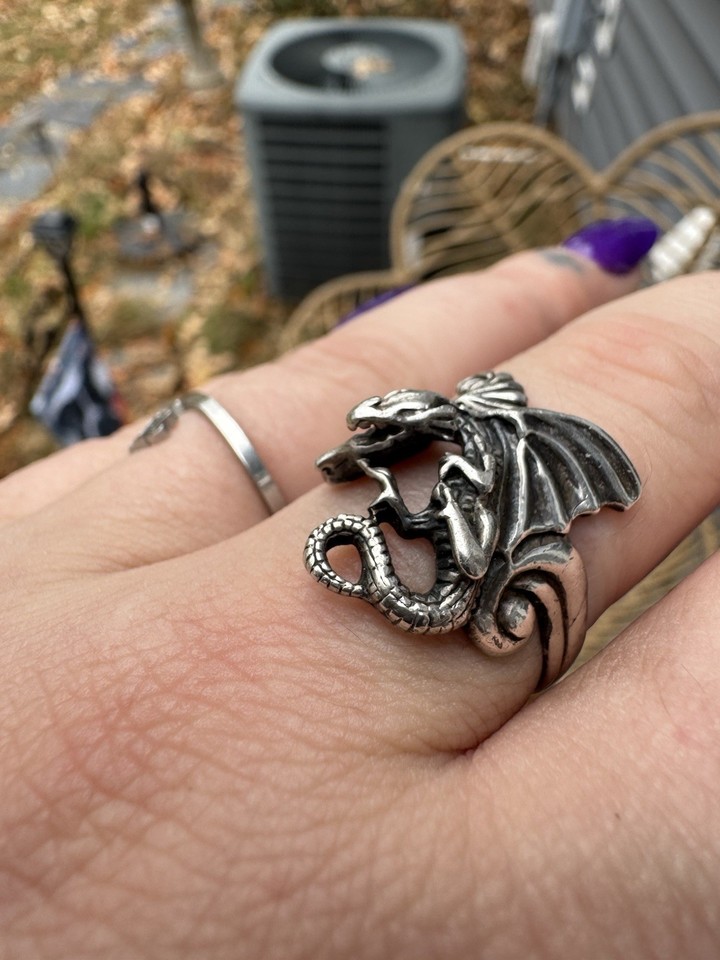 Vintage 925 Sterling Silver Dragon Ring Size 9.5-10 | eBay