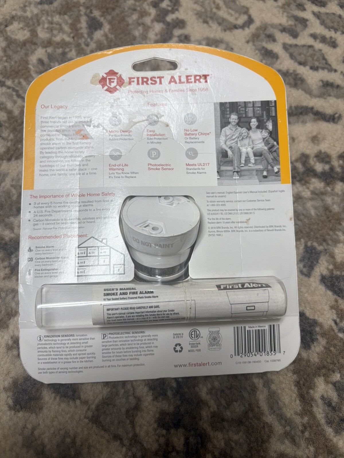 First Alert Smoke Alarm Micro Design Eco Friendly 10 Year Battery P1010 ...