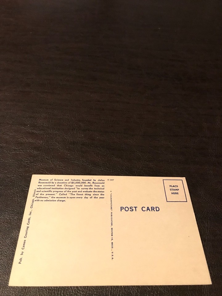 VINTAGE UNPOSTED POSTCARD - MUSEUM OF SCIENCE & INDUSTRY- JACKSON PARK ...