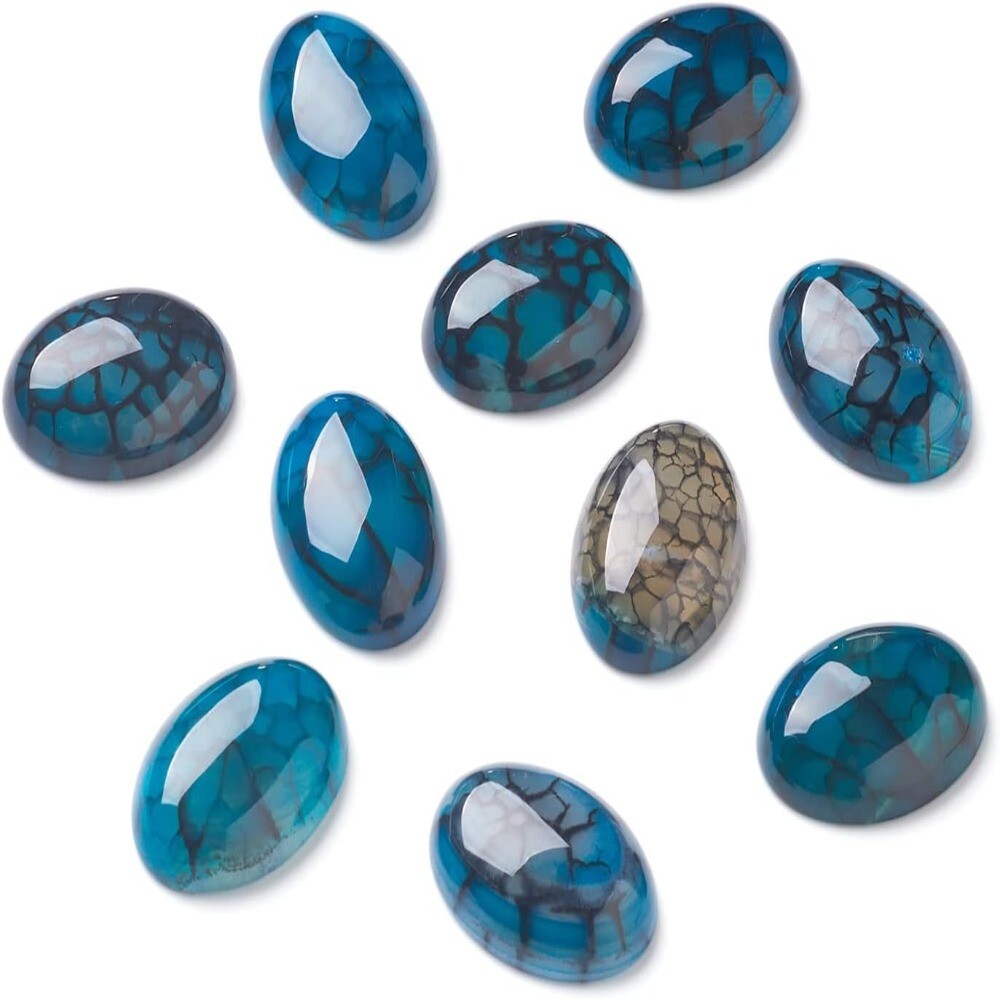 10 PCS Flat Back Dragon Veins Agate Gemestone Cabochons Jewelry Making ...