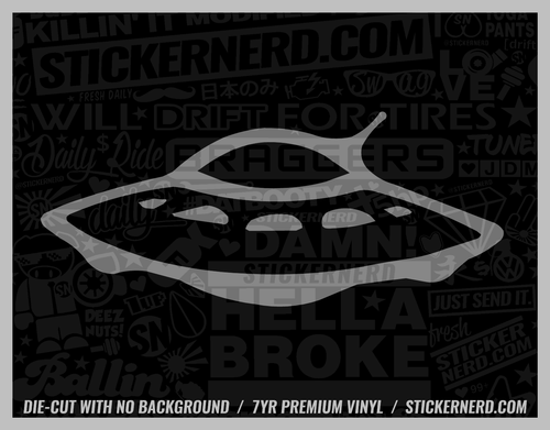 Alien Space Ship Sticker - Vinyl Car Decals - Funny Window Decal Ufo ...