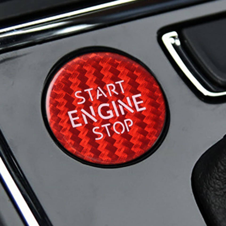 Red Carbon Engine Start Stop Button Cover Trim For VW Volkswagen Tiguan ...