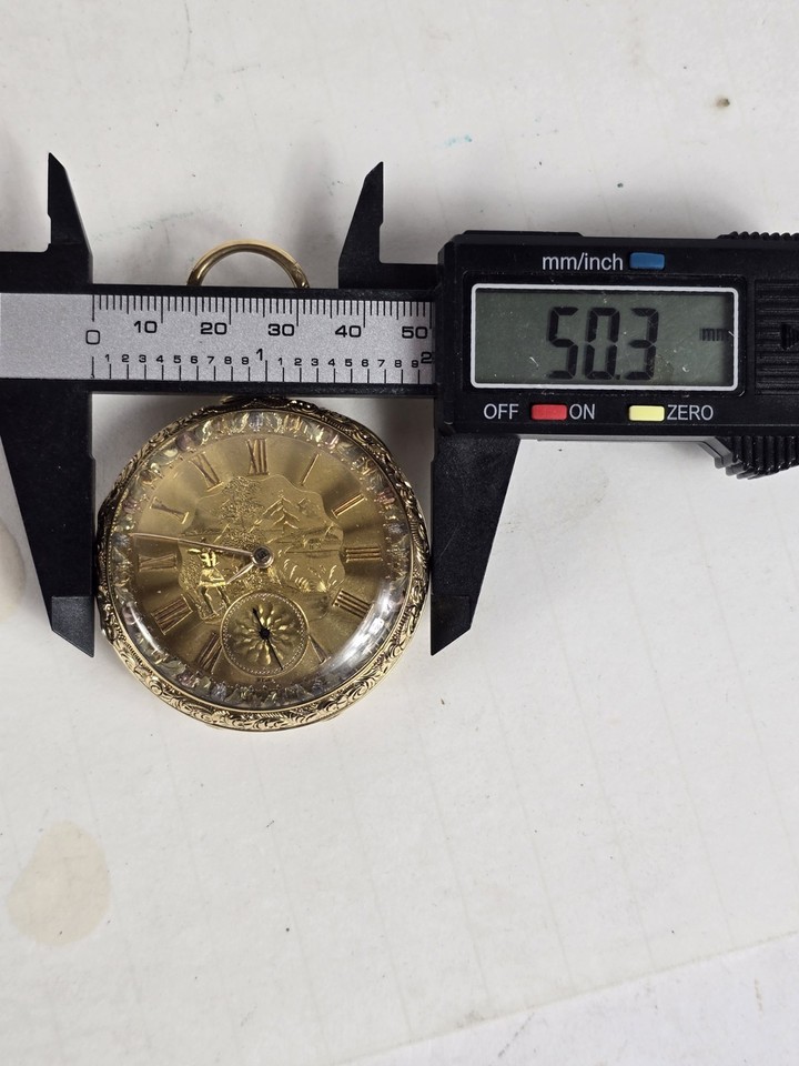 M.J. Tobias 18K Gold Fusee Key Wind Pocket Watch, Native Indian Dial ...