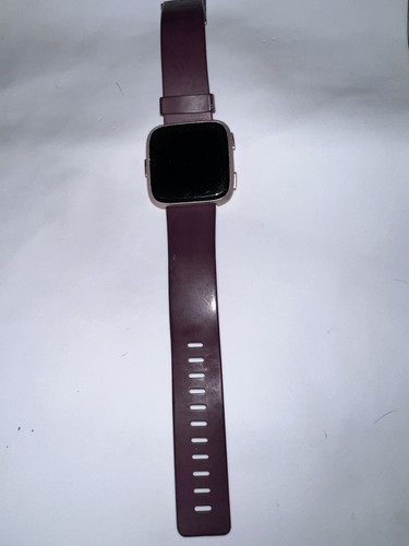 Fitbit Versa FB505 Fitness Watch Rosegold With Burgundy Band No Charger ...