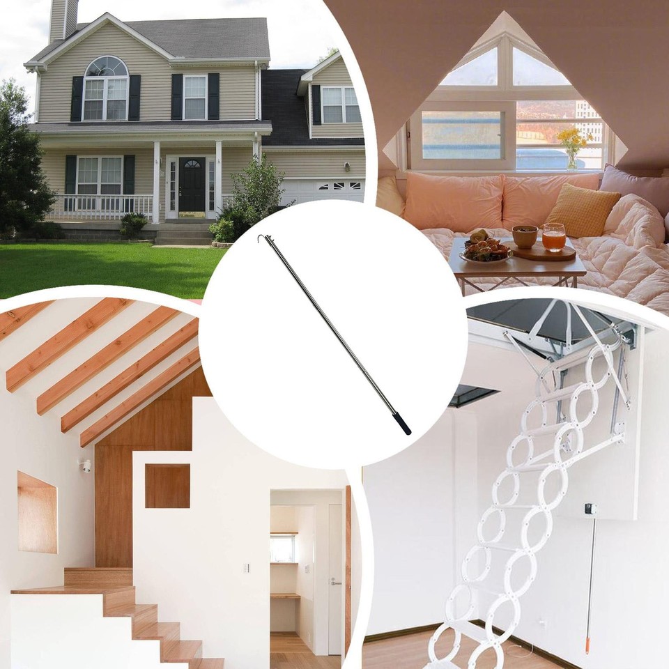 Pull Down Hook: Loft Ladder Attic Stairs Pull System Hook Pole ...