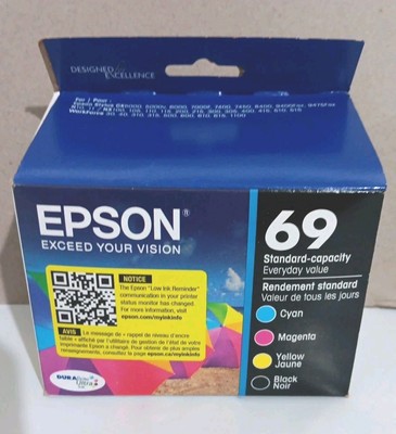 Epson 69 Black Cyan Magenta Yellow Ink Cartridge 4Pk Set New Seal Exp ...