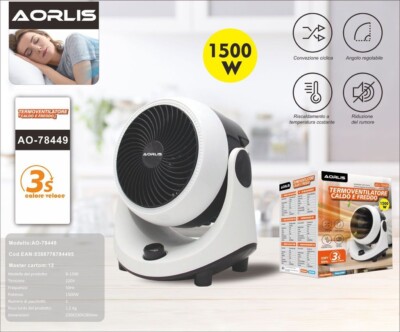 Termoventilatore AORLIS AO 78449 1500W Caldo Freddo Silenzioso ...