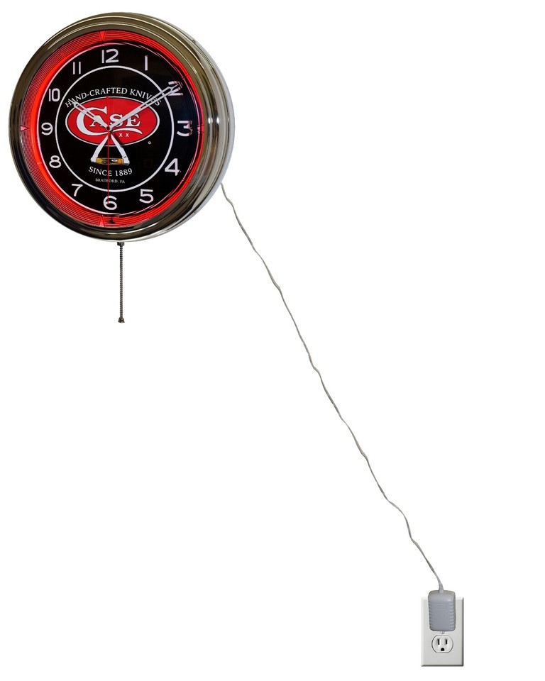 16" CASE Hand-Crafted Knives Since 1889 Neon Clock Man Cave Decor (Red ...