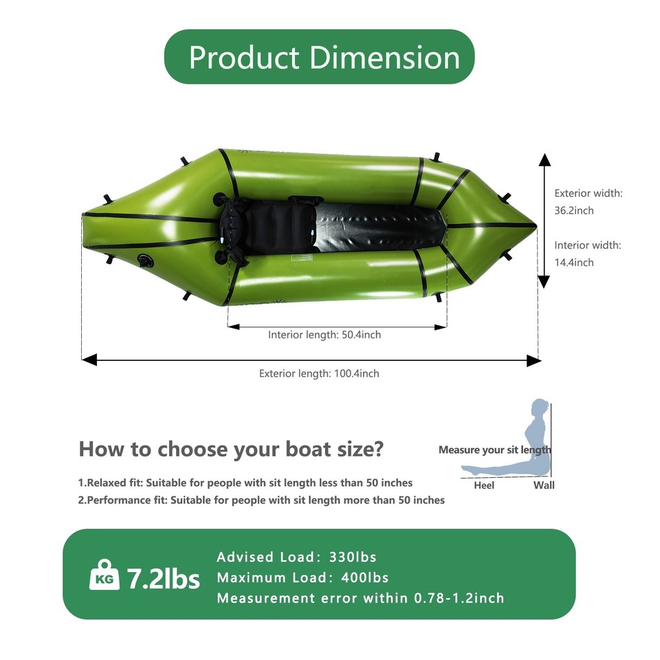 Hapcap TPU Inflatable Kayak,Packraft with Paddle for Hiking, Fishing, Bike raft 762736353828| eBay