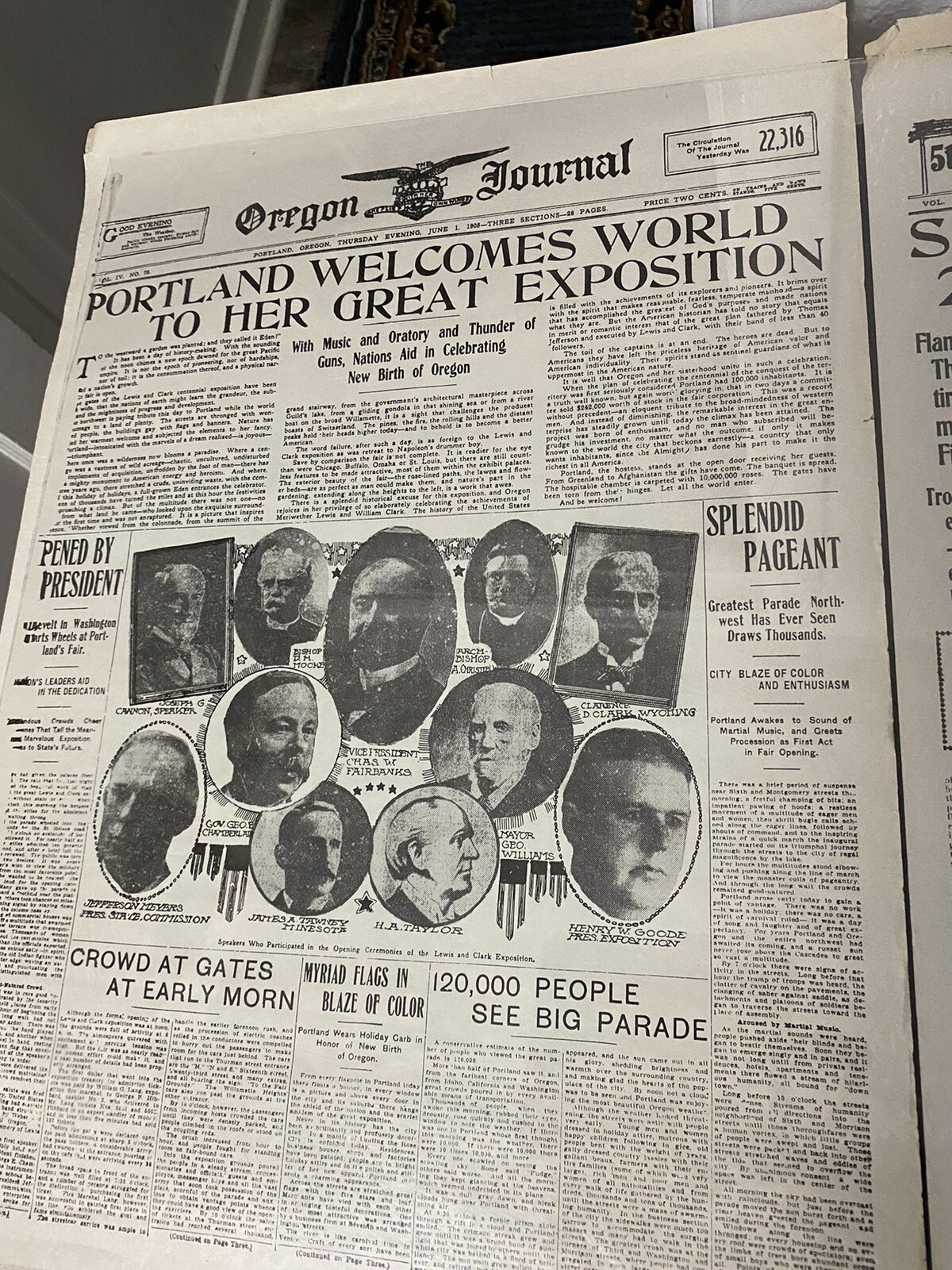 Historic Front Page Newspaper '' The Oregon Journal" 1905- 1906 VOL. IV ...