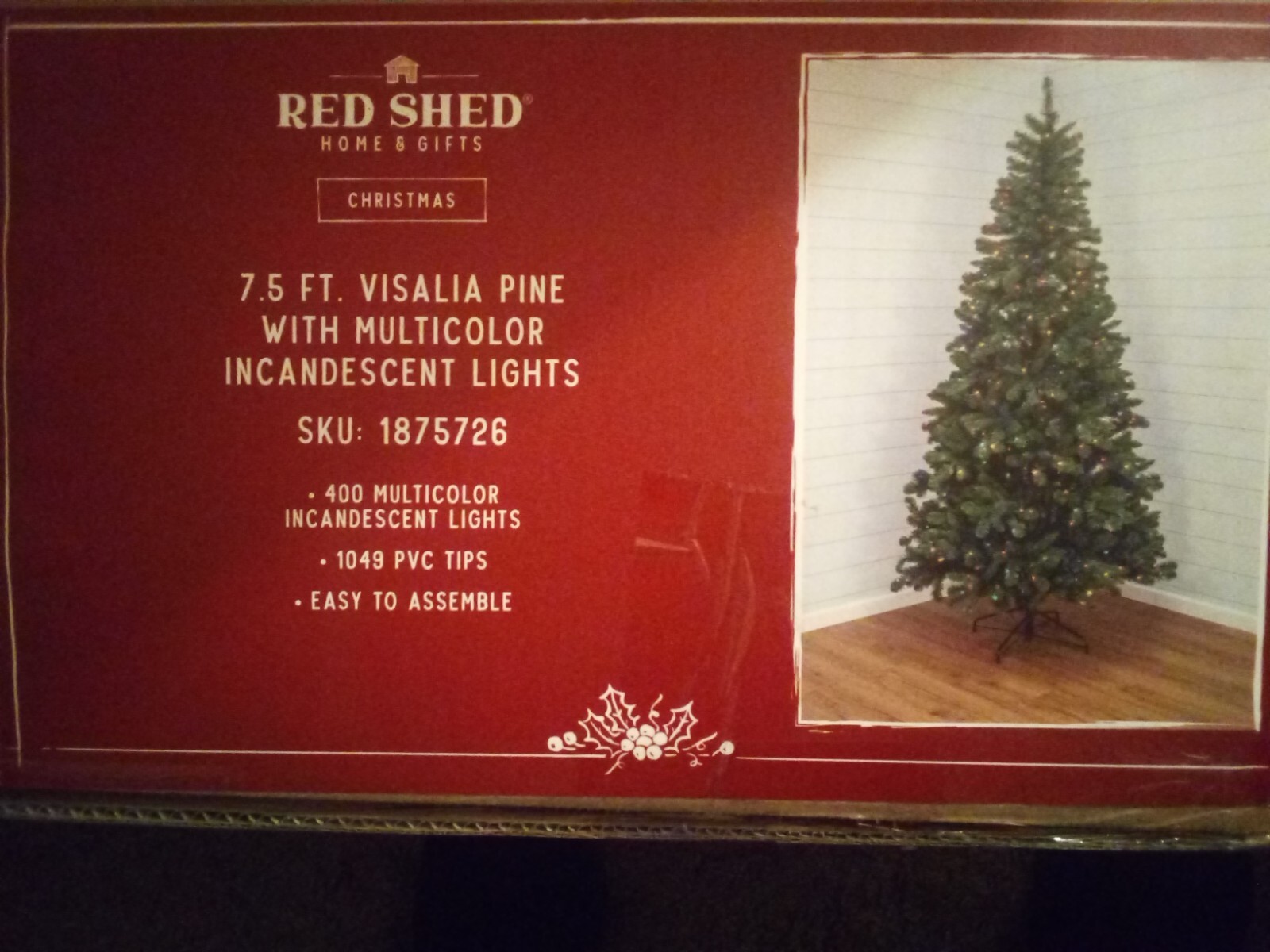 (PU-12) "RED SHED HOME & GIFTS" 7 1/2', 48' WIDE LIGHTED ART. CHRISTMAS ...
