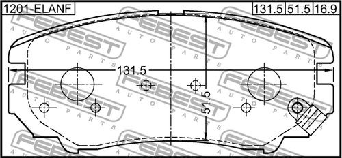 1201-ELANF Febest PAD KIT, DISC BRAKE, FRONT - KIT 13237750, 22959105 ...