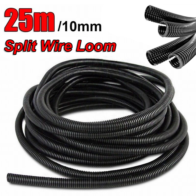10mm 25M Split Loom Tubing Assortment Wire Corrugated Conduit Cable Management | eBay