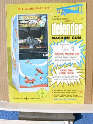 1971 Chicago Coin DEFENDER MACHINE GUN Arcade Rifle Advertising Flyer ...