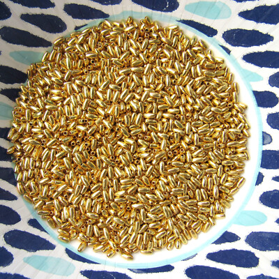 Gold [#2] Oat/Rice Pearl Style 3x6mm Faux/Plastic Beads ~500/~1500 (15% ...