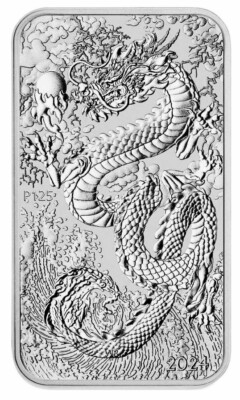 2024 Perth Mint Dragon 1oz 99.99% pure SILVER Rectangle Minted Bar In ...