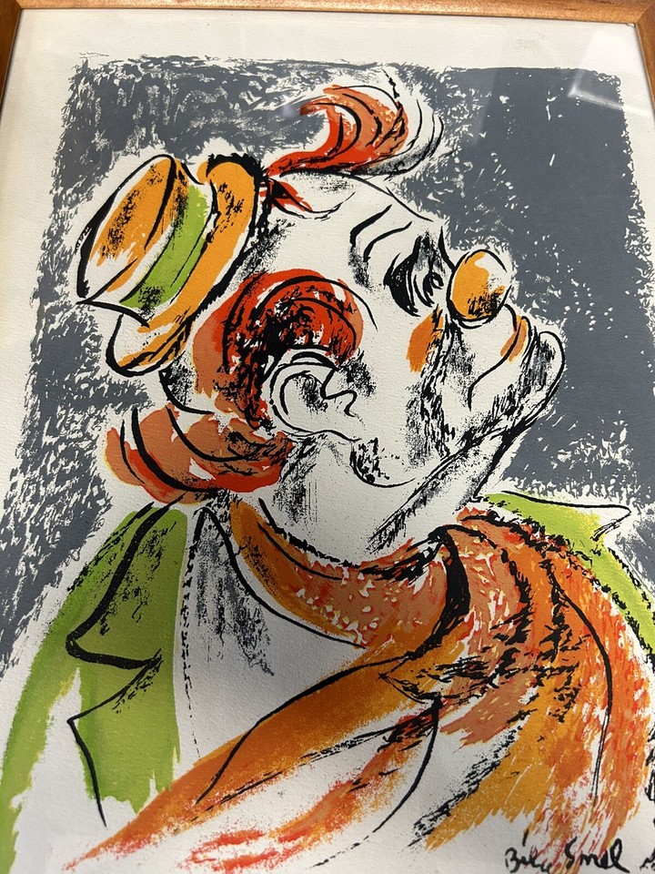 Listed artist Bily Snel clown print 1955 African American artist MCM | eBay