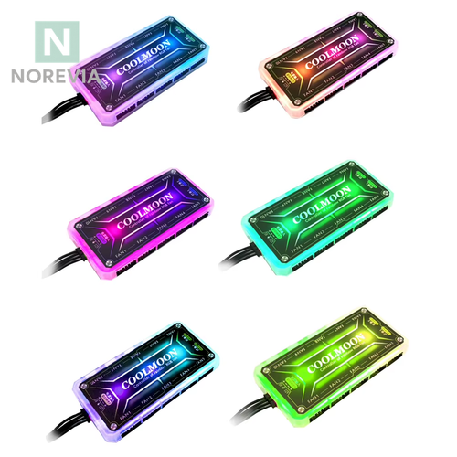 RGB Fan Controller Hub – 10× 6-Pin Ports + Remote, for RGB Fans ...