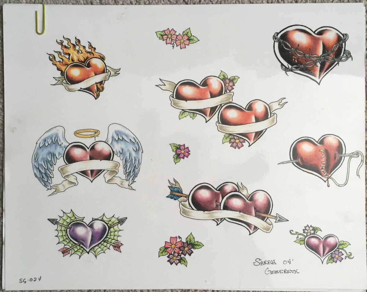 Heart And Banner Tattoo Flash