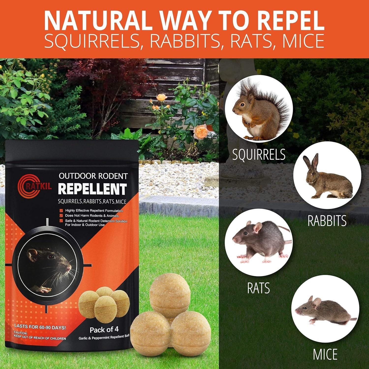 RatKil Outdoor Rodent Repellent Balls | Mouse, Rat, Squirrel Repellent ...