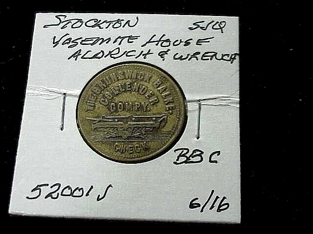 Stockton CA Yosemite House California saloon BBC billiard table token ...