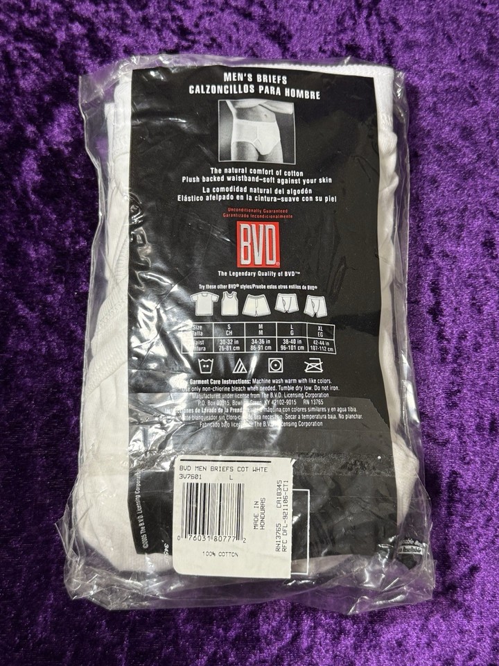 BVD Briefts Mens LARGE White Cotton 2005 Vintage Underwear Rare ...