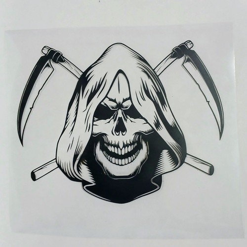 Grim Reaper 2 Scythe Vinyl Decal Skeleton Skull Sticker Car Truck ...