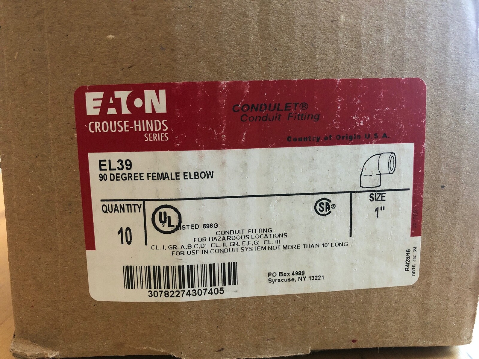 Lot of 10 - Eaton Crouse-Hinds EL39 90 Degree Female Elbow Fitting 1" New | eBay
