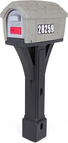 Classic Home Plastic Residential Mailbox & Post Mount Combo Kit with 2 ...