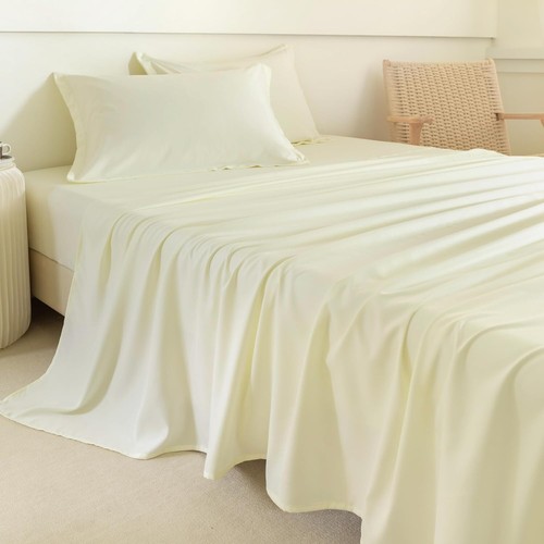 Queen Bed Sheet Set 4PC Ultra Soft Microfiber Wrinkle Free Ivory ...