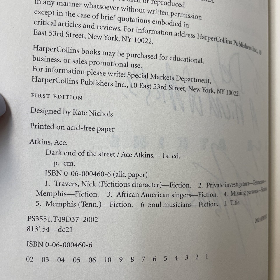 DARK END OF THE STREET by ACE ATKINS *SIGNED* -ARC- | eBay