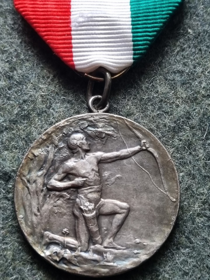 REGNO D'ITALIA MEDAGLIA ARGENTO SOCIETÁ NAZIONALE TIRO A SEGNO ROMA ...