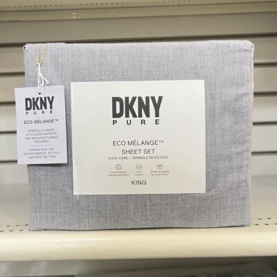 DKNY Pure King Gray Sheets Sheet Set Fitted, Flat, Pillowcases Eco ...
