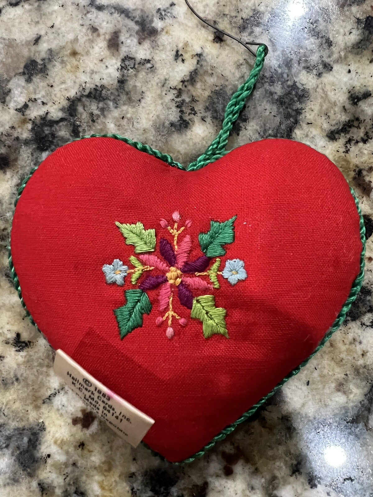 Hallmark 1983 Hand Embroidered Red Heart Keepsake Ornament Christmas ...