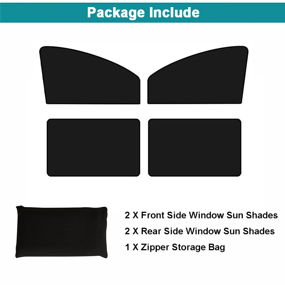 4PCS Magnetic Car Window Shades Front Rear Sunshade Curtain Side ...