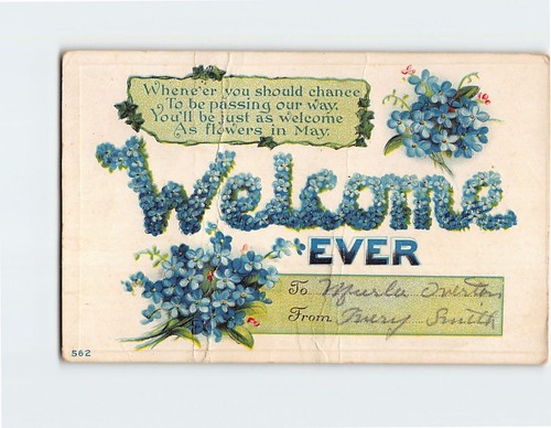 Postcard Greeting Card with Poem and Blue Flowers Art Print | eBay