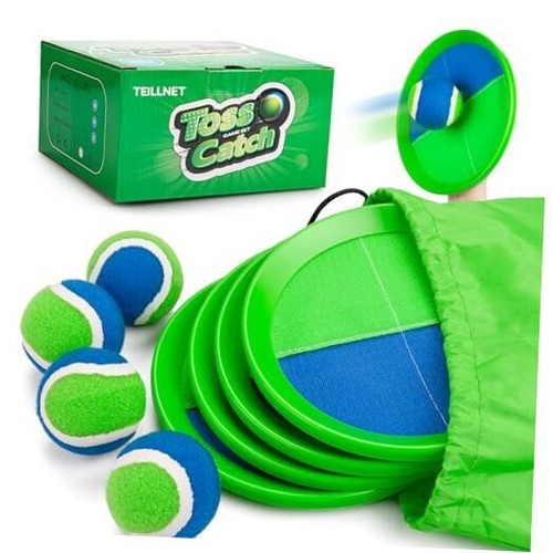 4 Pack Toss and Catch Ball Set for Whole Family - blue-green（4Rackets ...