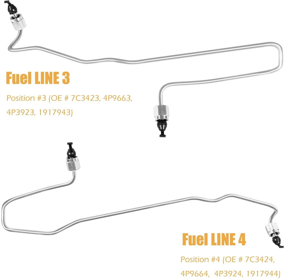 Fuel Injection Lines Kit with Clamps For Caterpillar CAT 3406 3406B ...