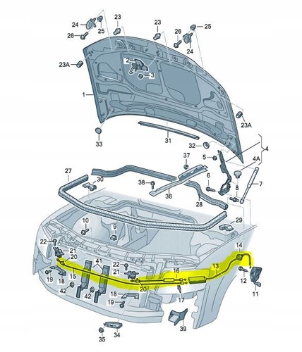 AUDI A8 S8 D3 Hood Latch Release Cable Lid Lock 03-10 REAR 4E0823543A ...