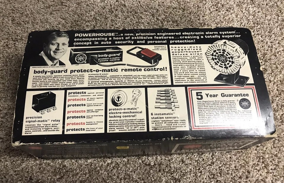 Vintage Mickey Mantle Fedtro Auto Alarm Siren Display Box Rare Baseball ...